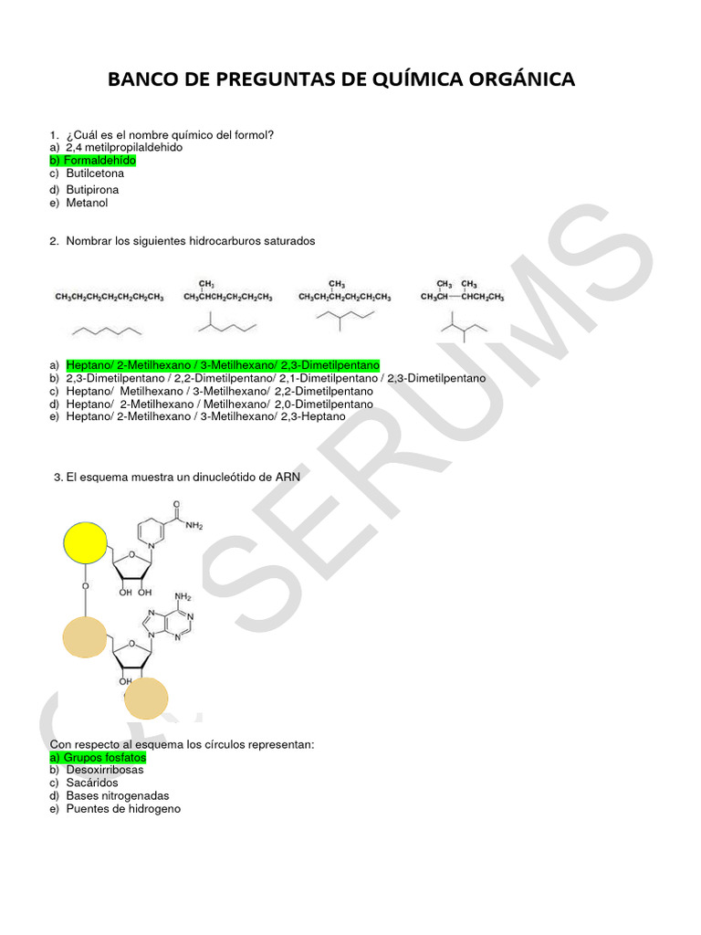 Banco de Preguntas de Quimica Organica | PDF | Ácido carboxílico | Ester