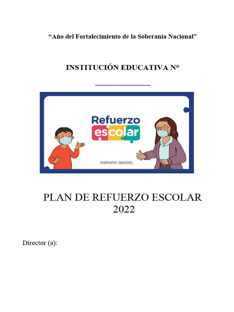 PROPUESTA DE PLAN DE REFUERZO ESCOLAR | PDF | Evaluación | Educación de la primera infancia