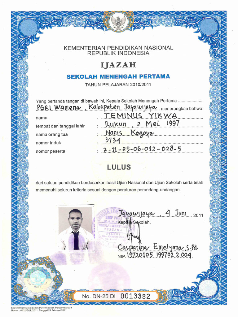 ijazah SMP | PDF