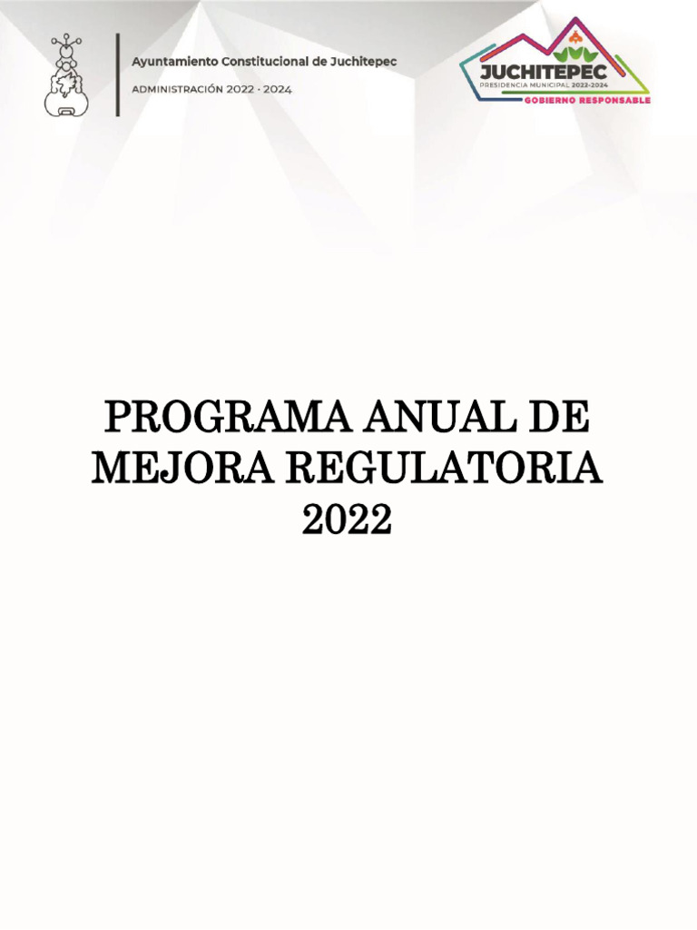 Programa Anual de Mejora Regulatoria 2022 CORRECTO | PDF | Administración Pública | Gobierno local