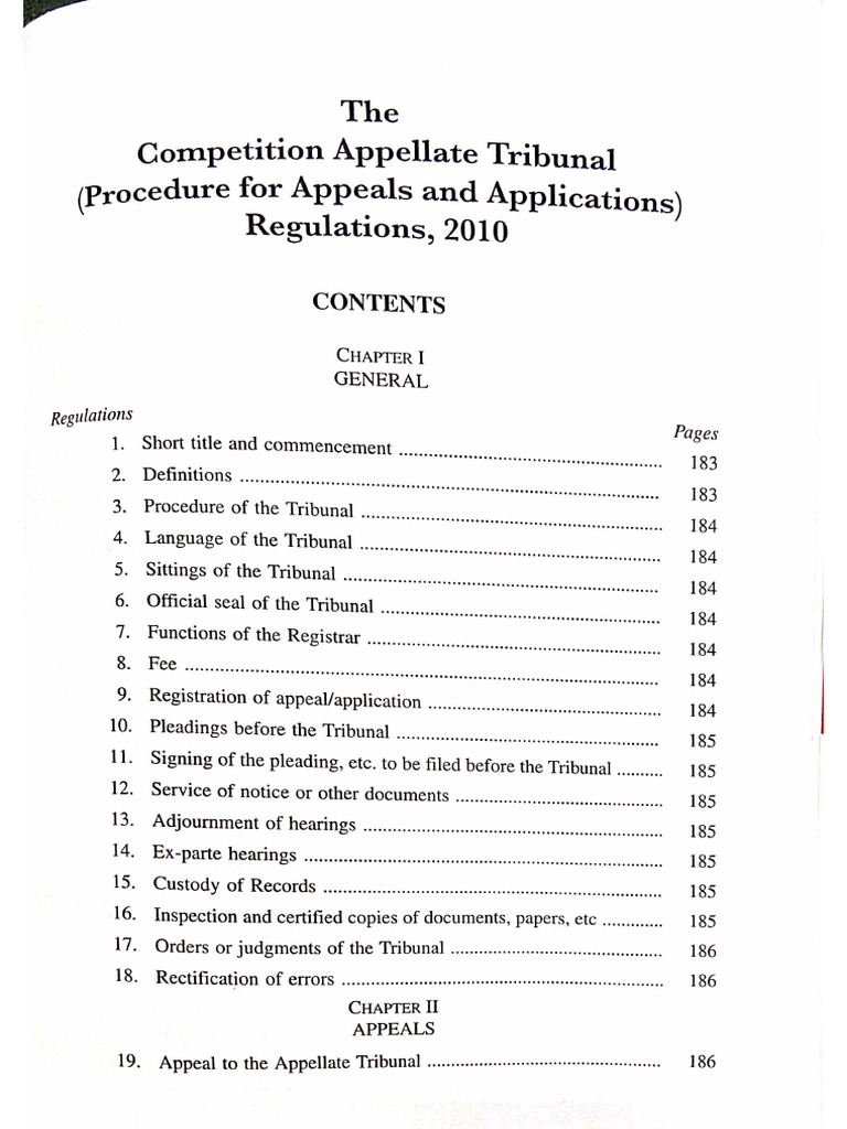 Competition Appellate Tribunal (Procedure For Appeals and Applications ...