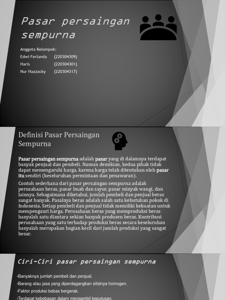 Teori dan Ciri Pasar Persaingan Sempurna | PDF