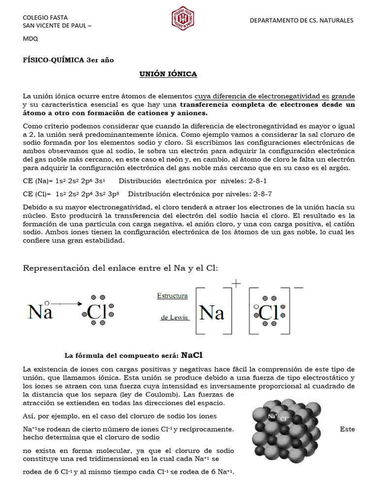 Unión Ionica | Descargar gratis PDF | Enlace iónico | Química