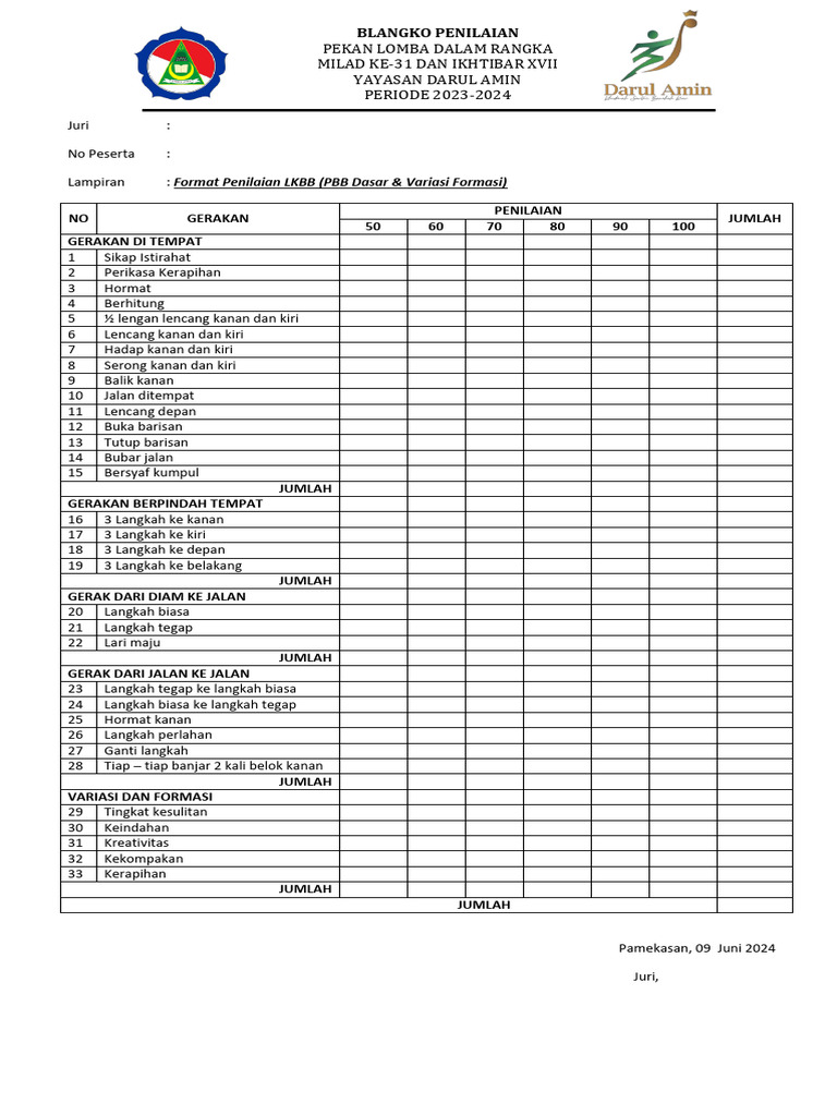 Formulir Penilaian LKBB | PDF