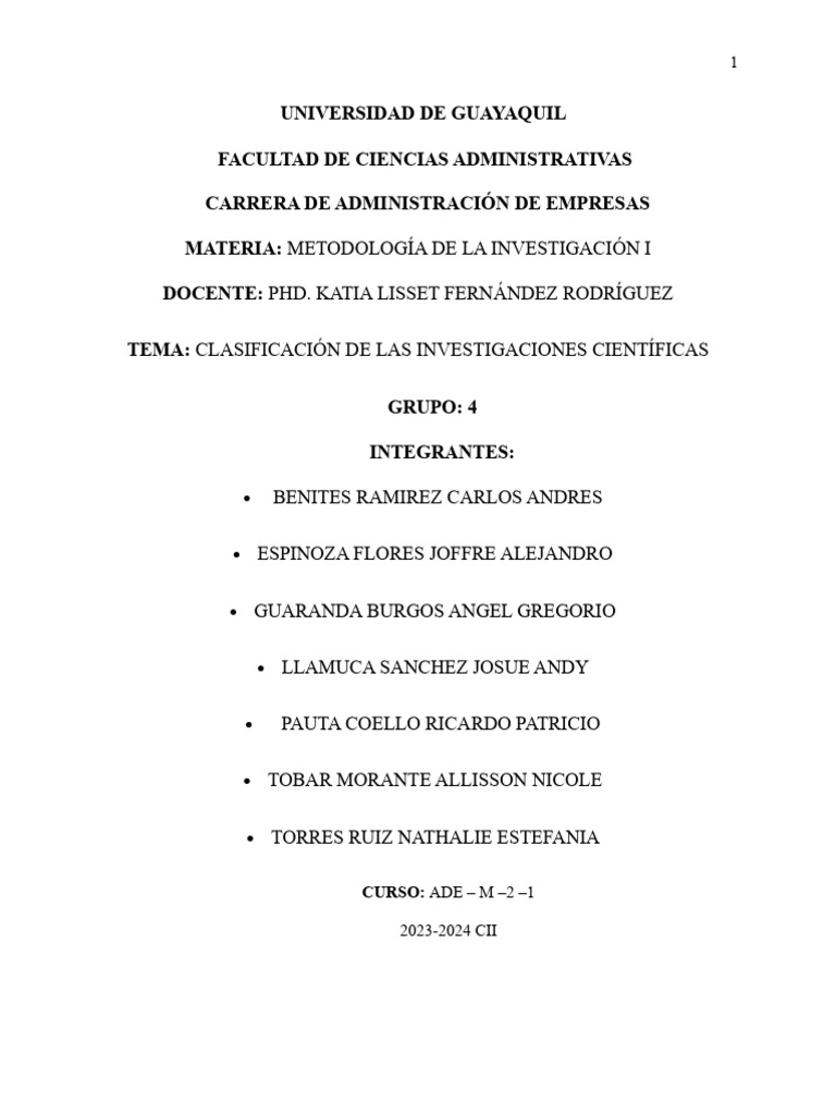Clasificación de Investigaciones Científicas | PDF | Estadísticas ...
