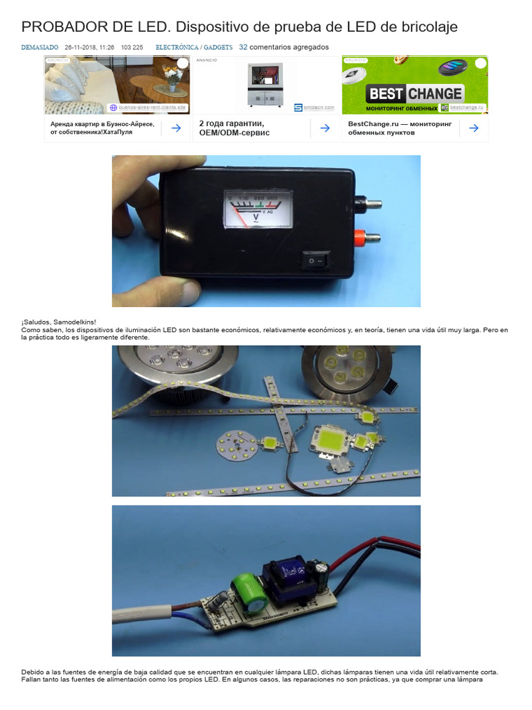 PROBADOR DE LED. Dispositivo de Prueba de LED de Bricolaje | PDF ...