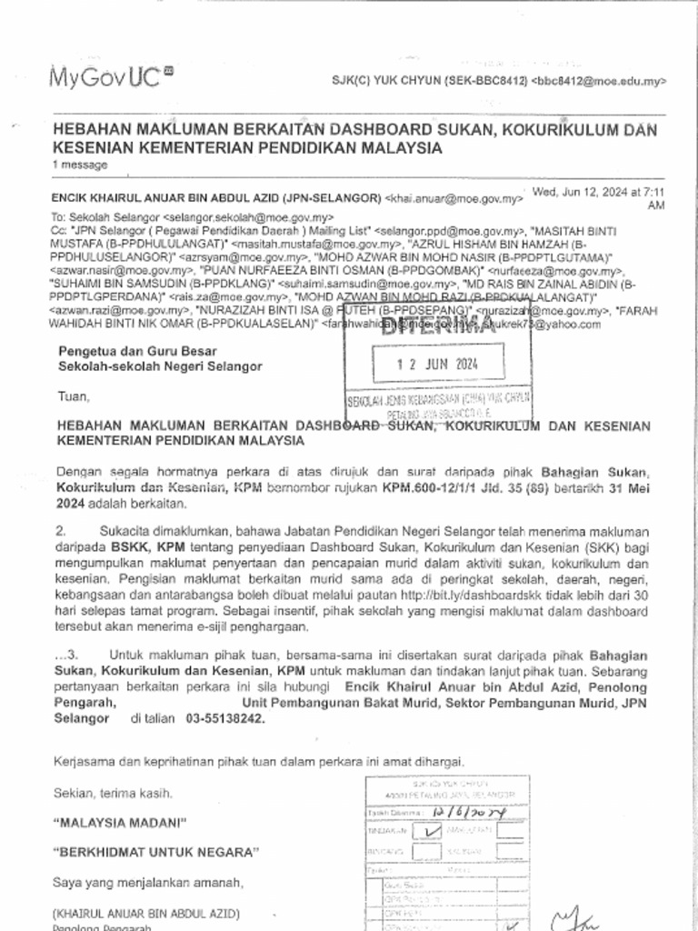 Hebahan Makluman Berkaitan Dashboard Sukan, Kokurikulum Dan Kesenian ...