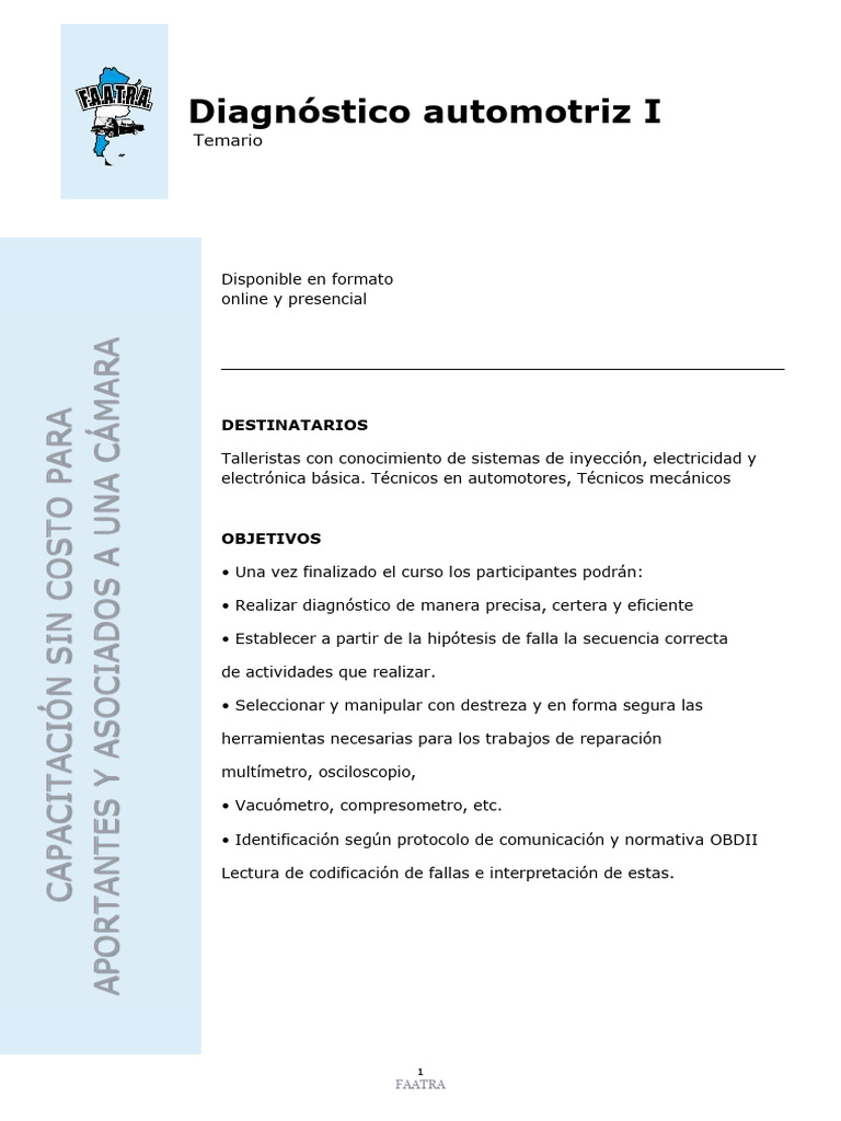 Diagnóstico Automotriz I | PDF