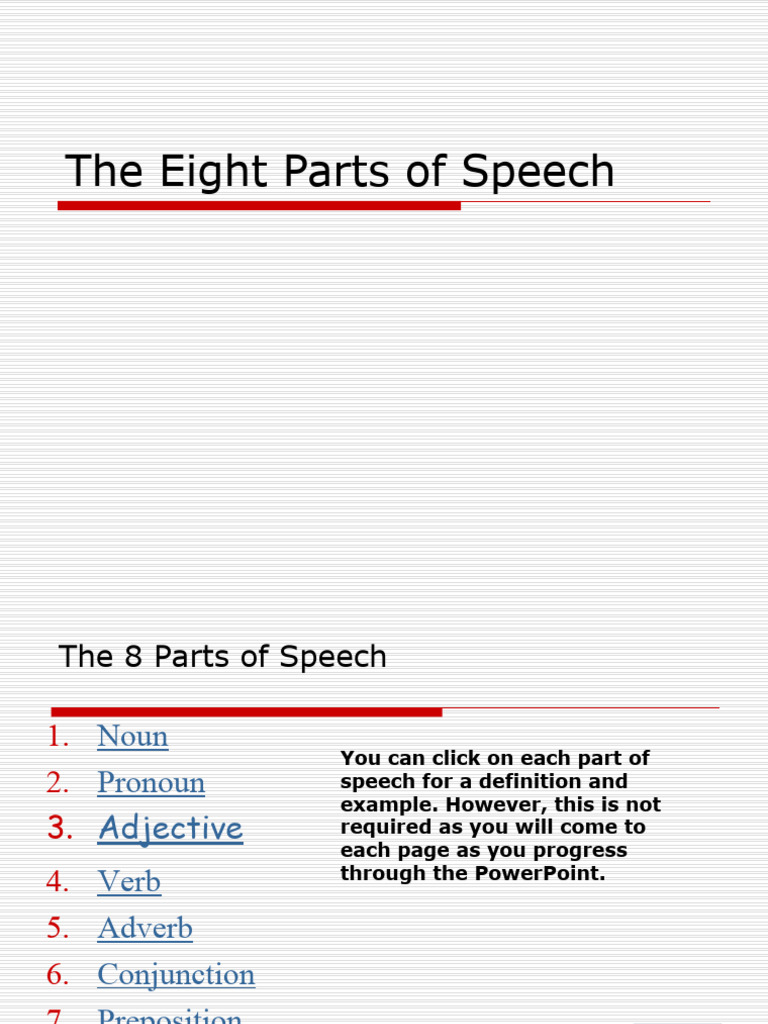 The Eight Parts of Speech | PDF | Part Of Speech | Noun