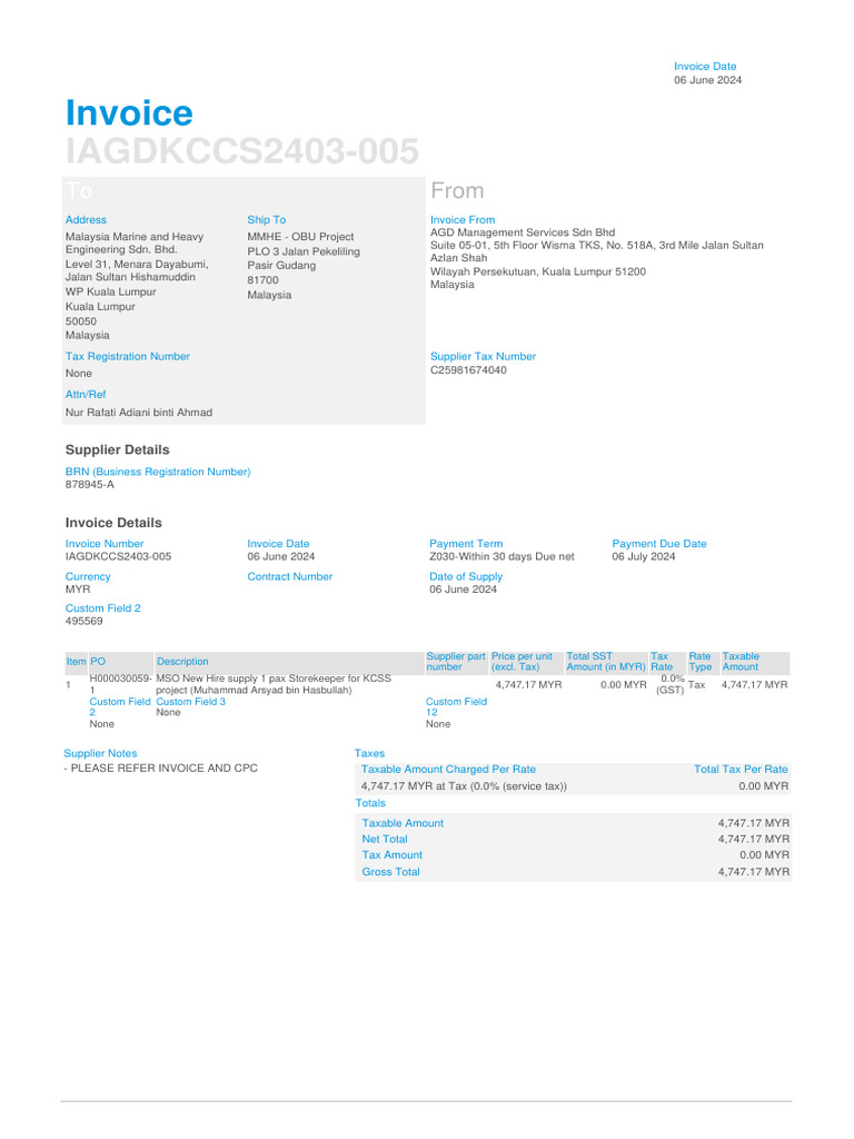 Invoice Summary for Supplier Services | PDF | Taxation | Government ...