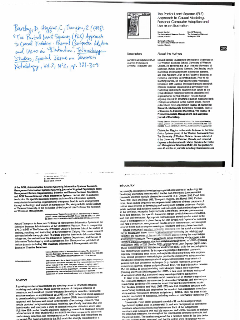 Barclay, Higgins, Thompson (1995) TS 2 | PDF