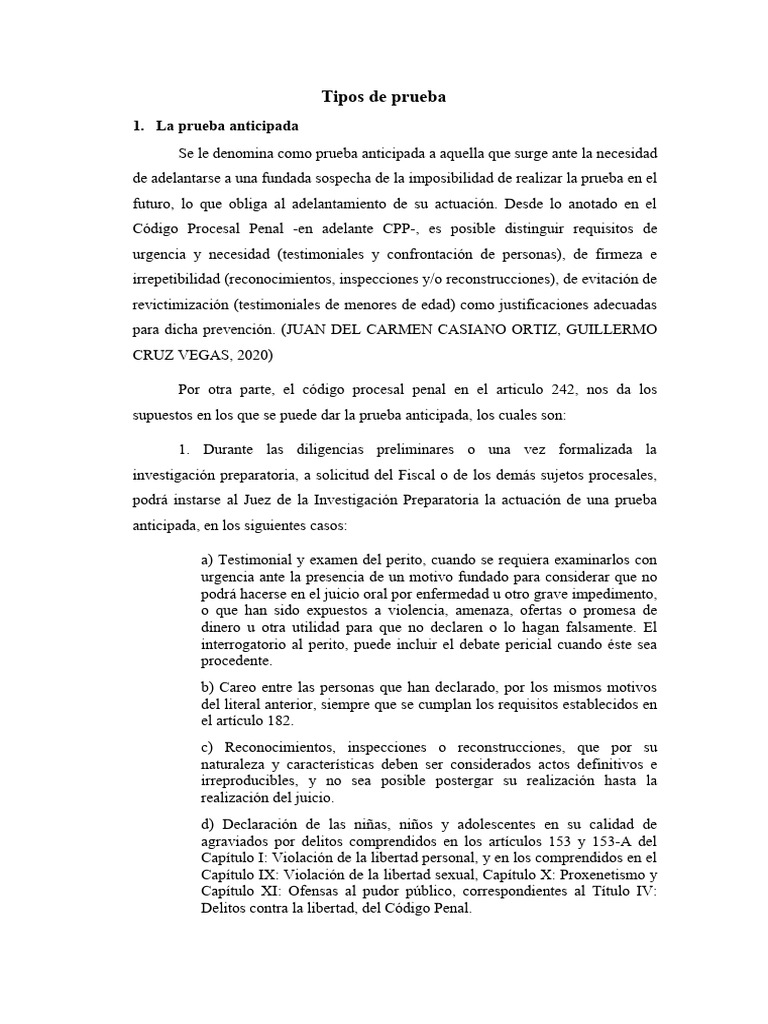 Tipos de Prueba | PDF | Violación | Constitución