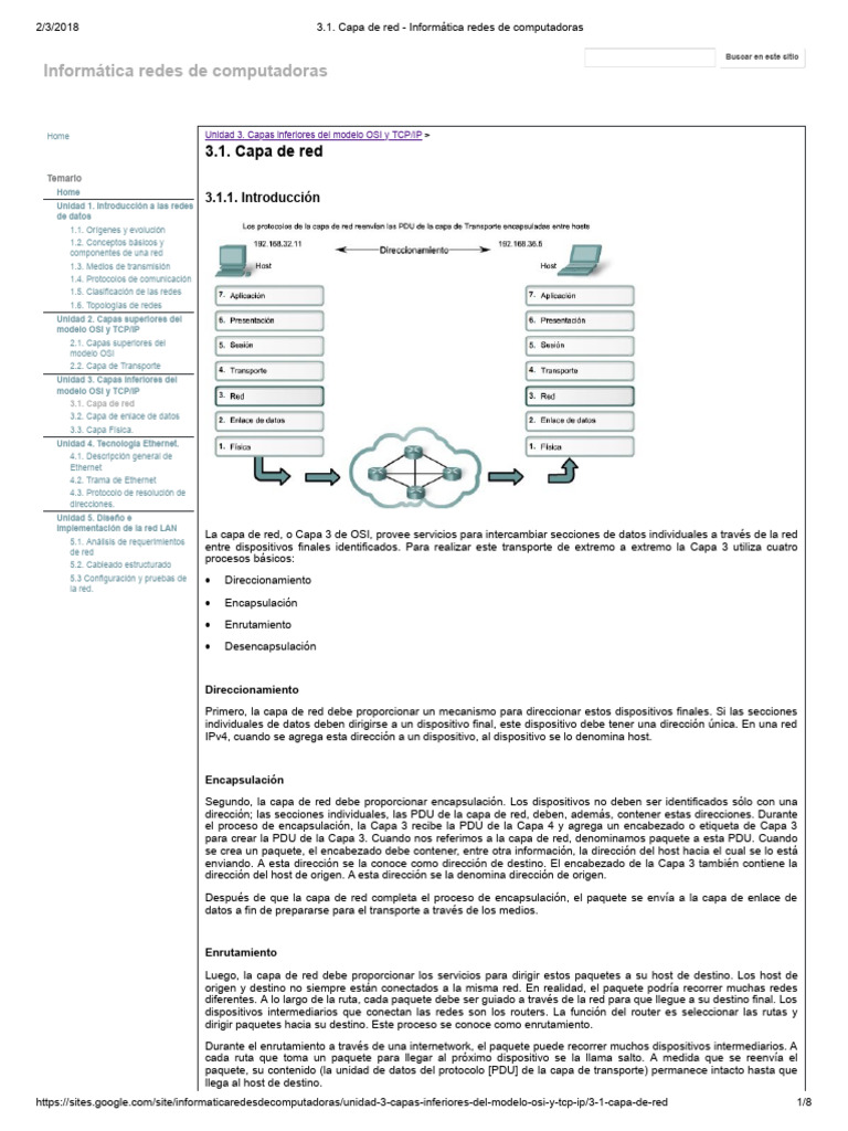 3.1. Capa de red - Informática redes de computadoras | PDF | Dirección IP | Red de computadoras