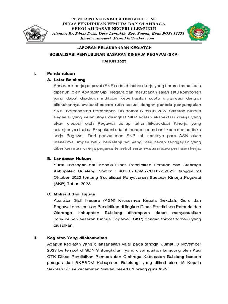 Laporan Direktif Sosialisasi SKP 2023 | PDF