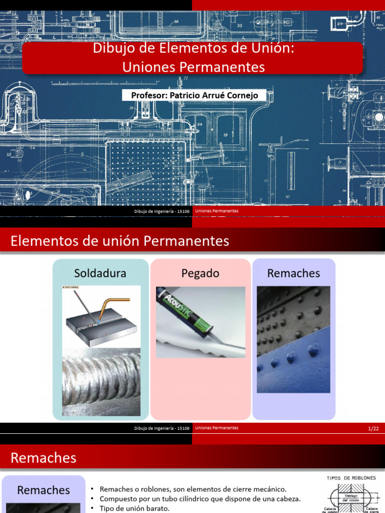 Uniones Permanentes en Dibujo de Ingeniería | PDF | Remache | Materiales