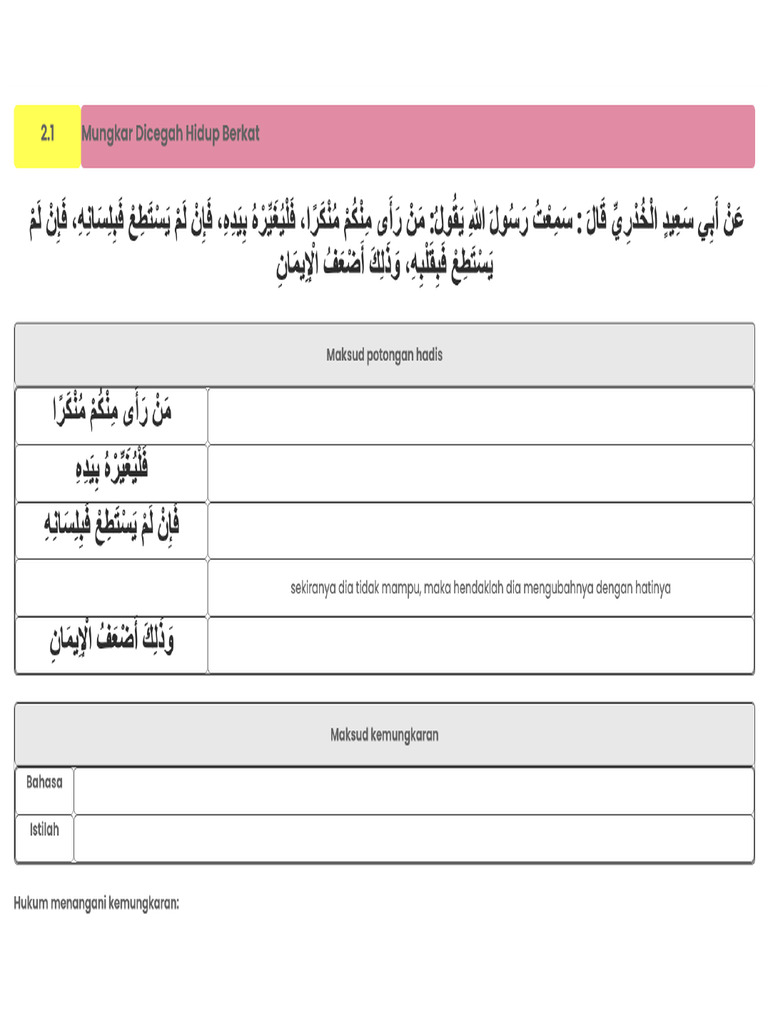 Soalan Hadis Mungkar f2 | PDF