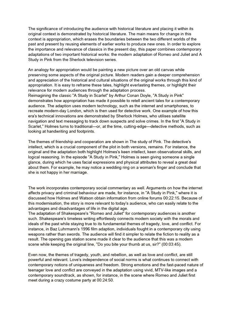 Engish Assignment Script - Essay | PDF | Sherlock Holmes | Romeo And Juliet