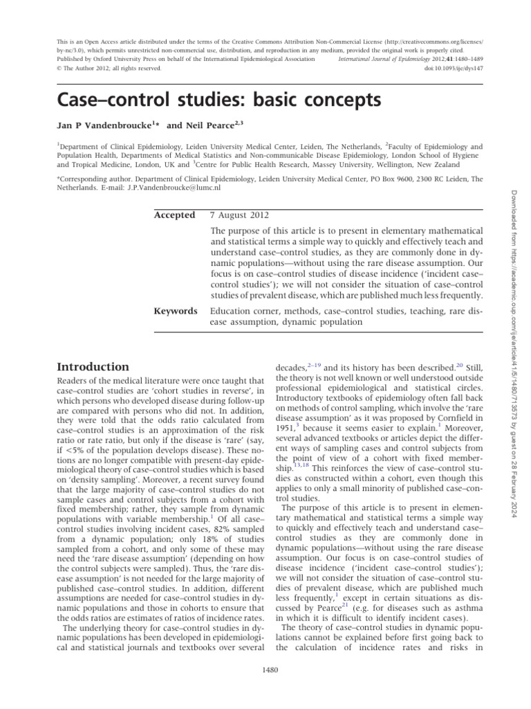 Case-Control Studies - Basic Concepts | PDF | Epidemiology | Medicine