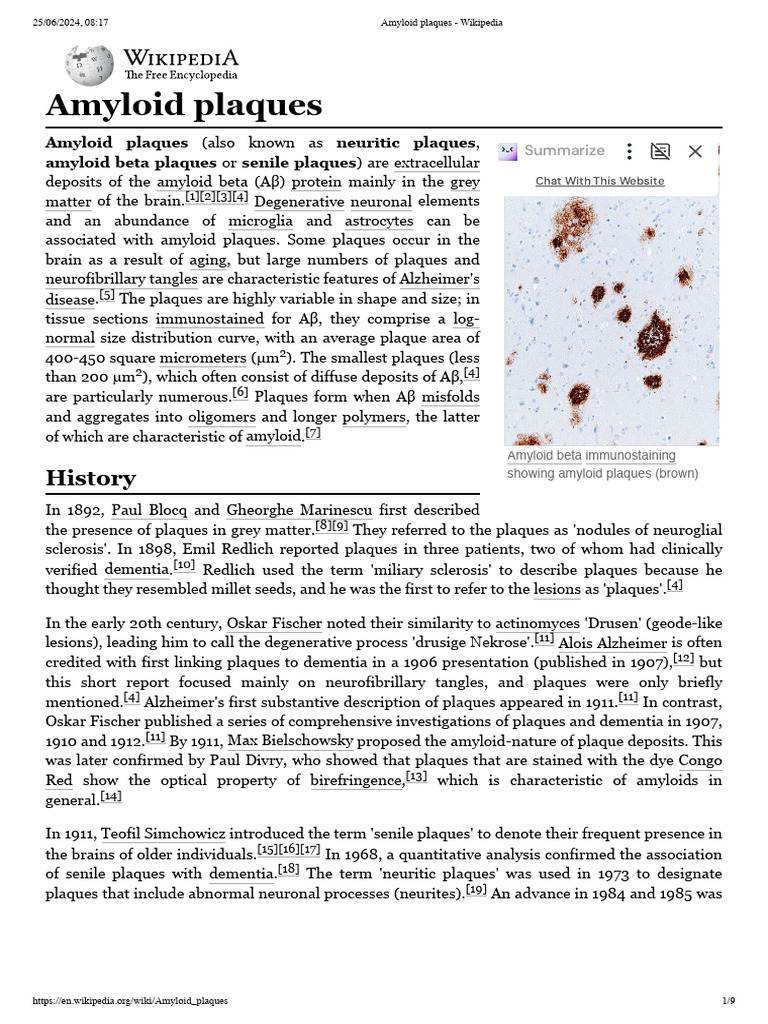 Amyloid Plaques | PDF | Amyloid Beta | Biology