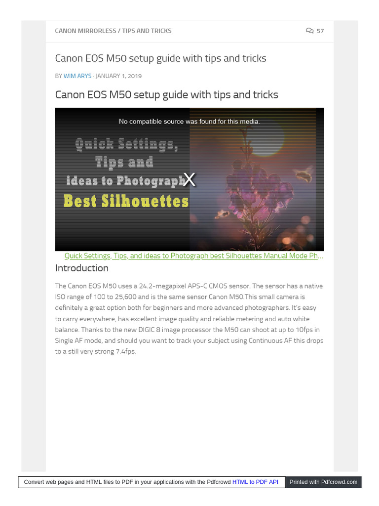 WWW Wimarys Com Canon Eos m50 Setup Guide With Tips and Tric | PDF | Autofocus | Exposure ...