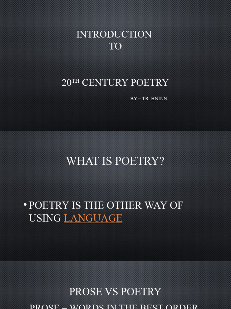 Introduction To 20th Century Poetry | PDF