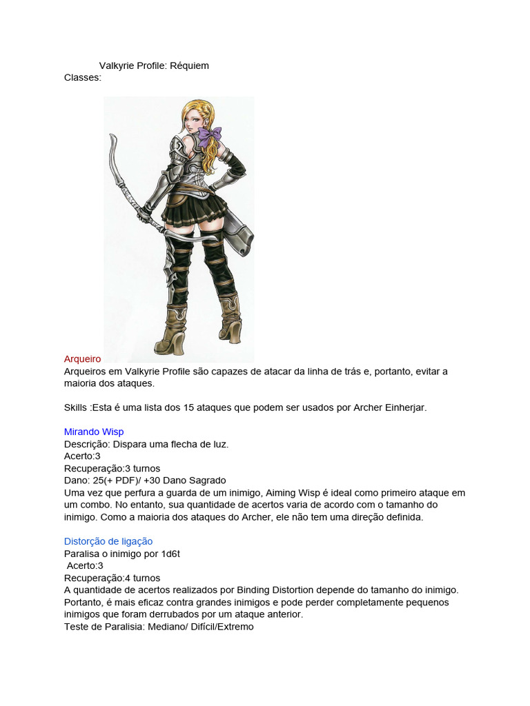 Valkyrie Profile- Réquiem Classes | Download grátis PDF | Samurai