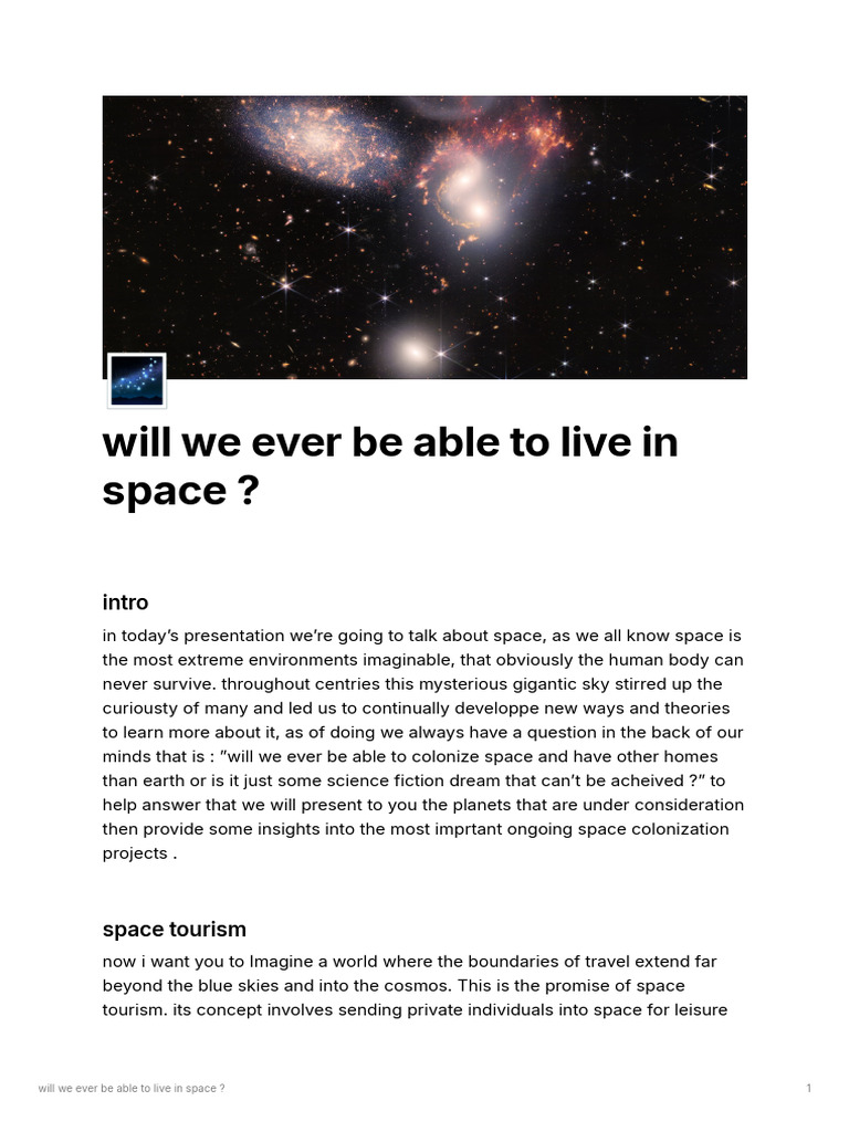 will_we_ever_be_able_to_live_in_space__ | PDF | Outer Space | Spaceflight