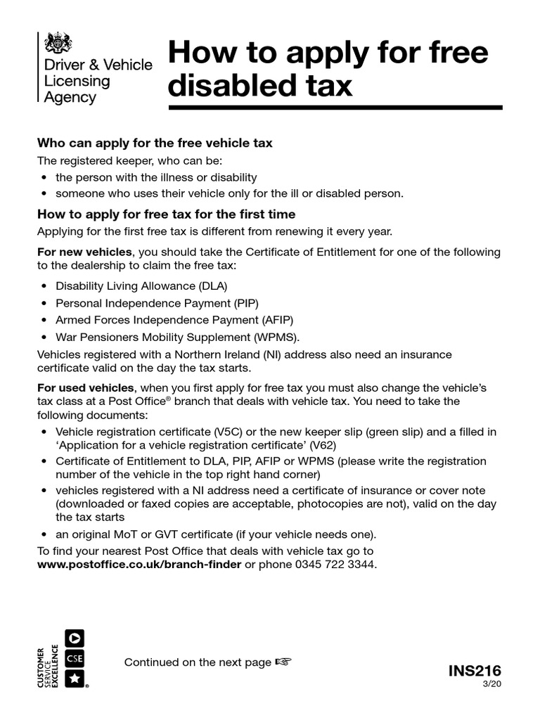 Free Disabled Vehicle Tax Application Guide | PDF