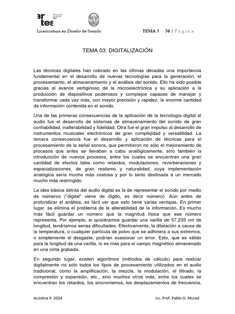 Tema 3 | PDF | Compresión de datos | Muestreo (procesamiento de señal)