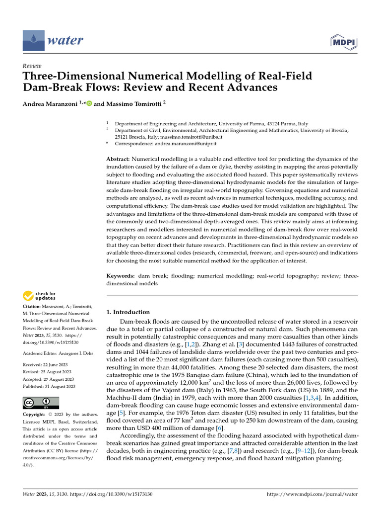 Three-Dimensional Numerical Modelling of Real-Field Dam-Break Flows ...