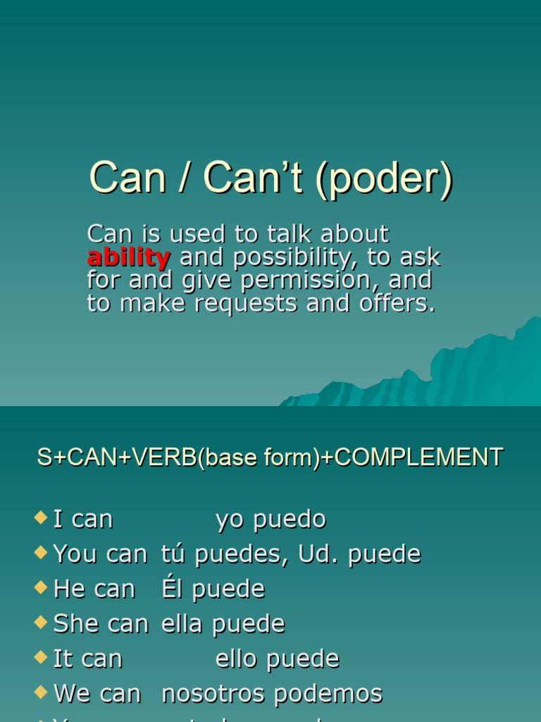 Understanding "Can" in English Usage | PDF | Language Arts & Discipline ...