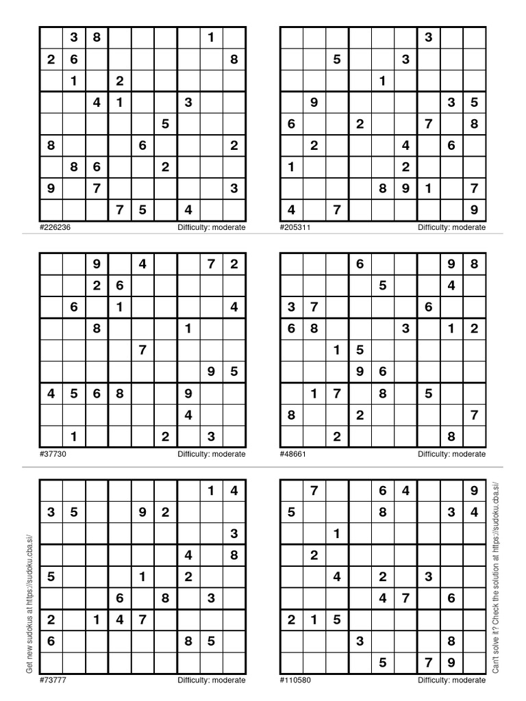 sudoku_20240602 moderate | PDF | Logic Puzzles | Puzzles