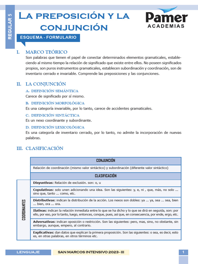 Lenguaje_Reg 5_La Preposición y La Conjunción | PDF | Palabra ...