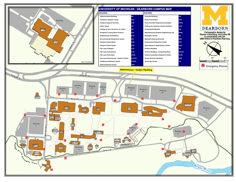 University of Michigan - Dearborn Campus Map: Parking | PDF