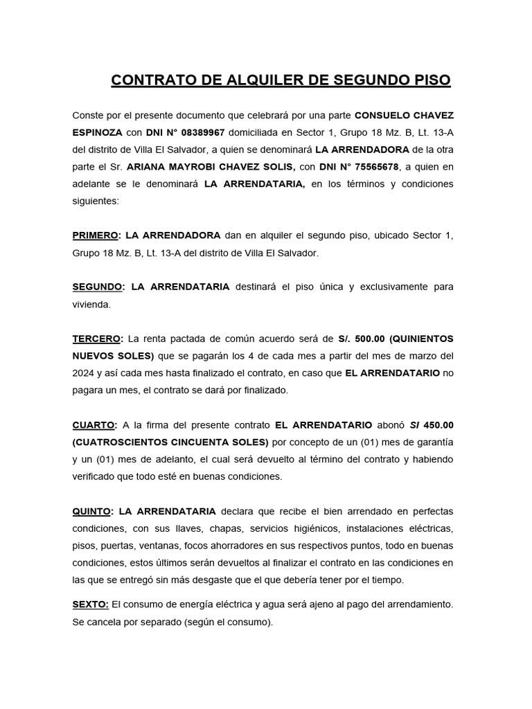 Formato - Contrato de Alquiler de Piso. Nuevo | PDF | Consentimiento | Derecho privado