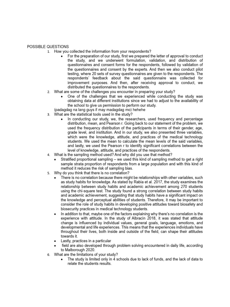 Possible Question | PDF | Sampling (Statistics)