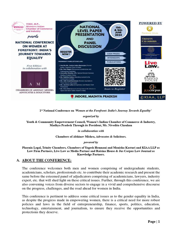 Details of 1st National Conference On Women at The Forefront | PDF | Gender Equality | Gender ...