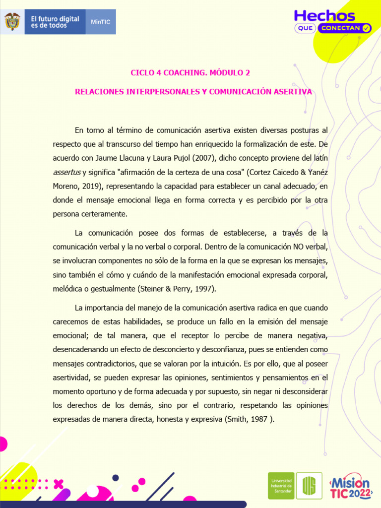 Comunicación Asertiva y Relaciones Interpersonales | PDF | Comunicación ...