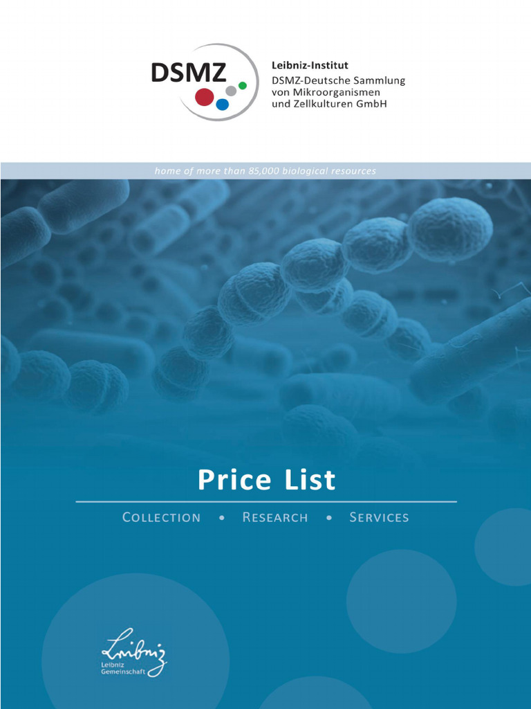 2024 DSMZ Price List | Download Free PDF | Bacteria | Microorganism