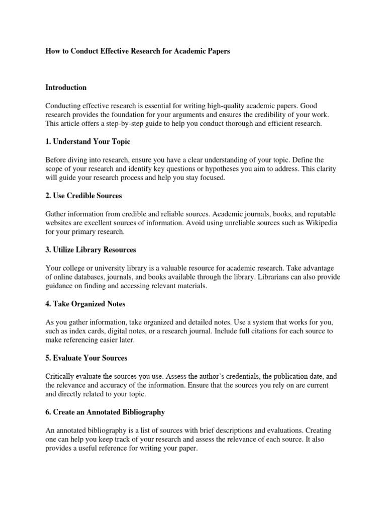 How To Conduct Effective Research For Academic Papers | PDF | Libraries ...