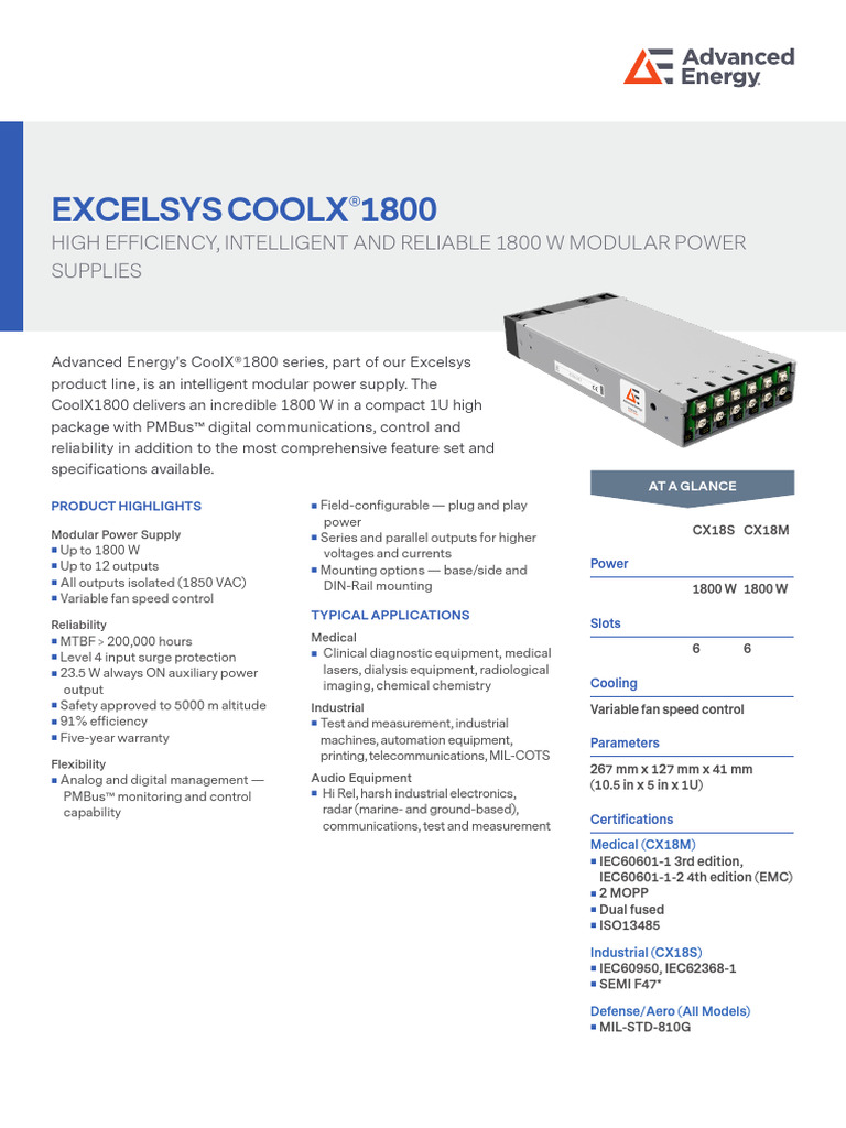 Excelsys Coolx 1800: High Efficiency, Intelligent and Reliable 1800 W ...
