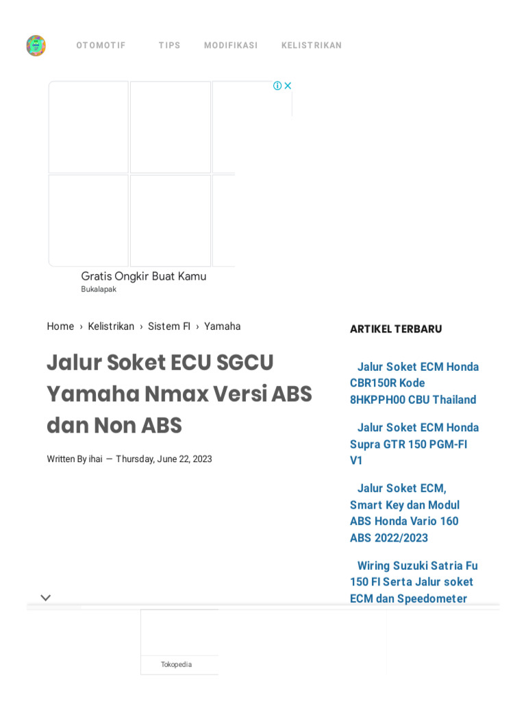 Jalur Soket ECU SGCU Yamaha Nmax Versi ABS Dan Non ABS - IhaiSP | PDF