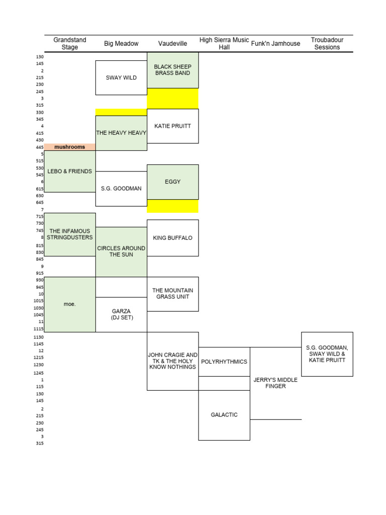 HSMF Schedule | PDF | American Music | American Rock Musicians