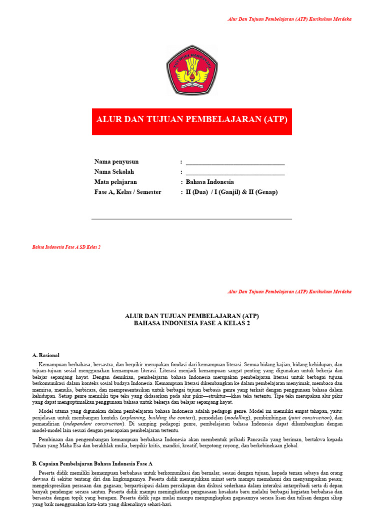 Atp B Indonesia Kelas 2 | PDF