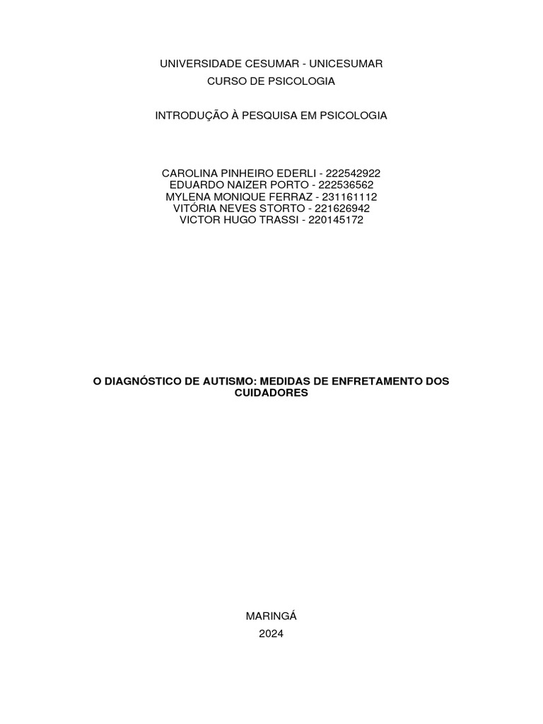 Pesquisa em Psicologia (4) - Páginas | PDF | Espectro do autismo ...