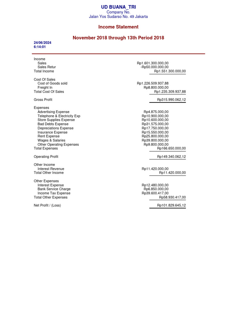 Income Statement (Accrual) | PDF