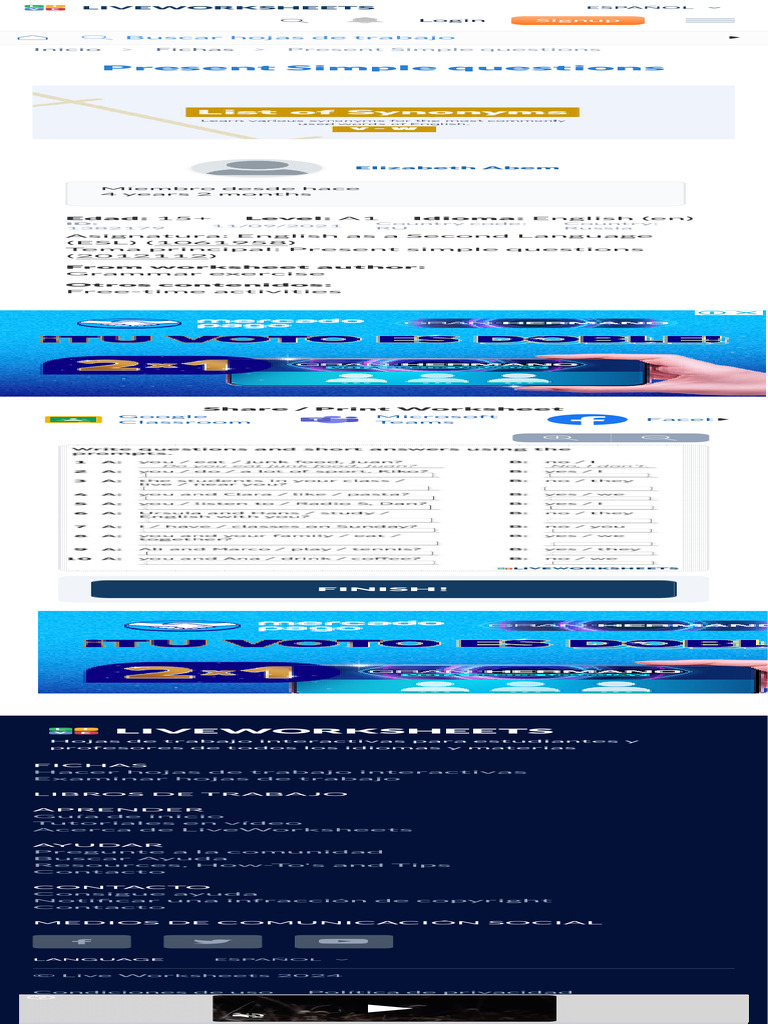 Present Simple Questions Online Practice Live W | PDF