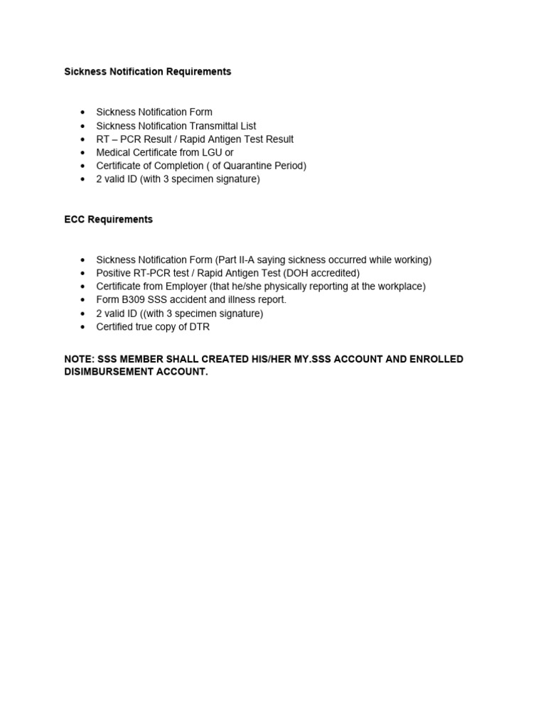 Sickness Notification Requirements | PDF | Finance & Money Management