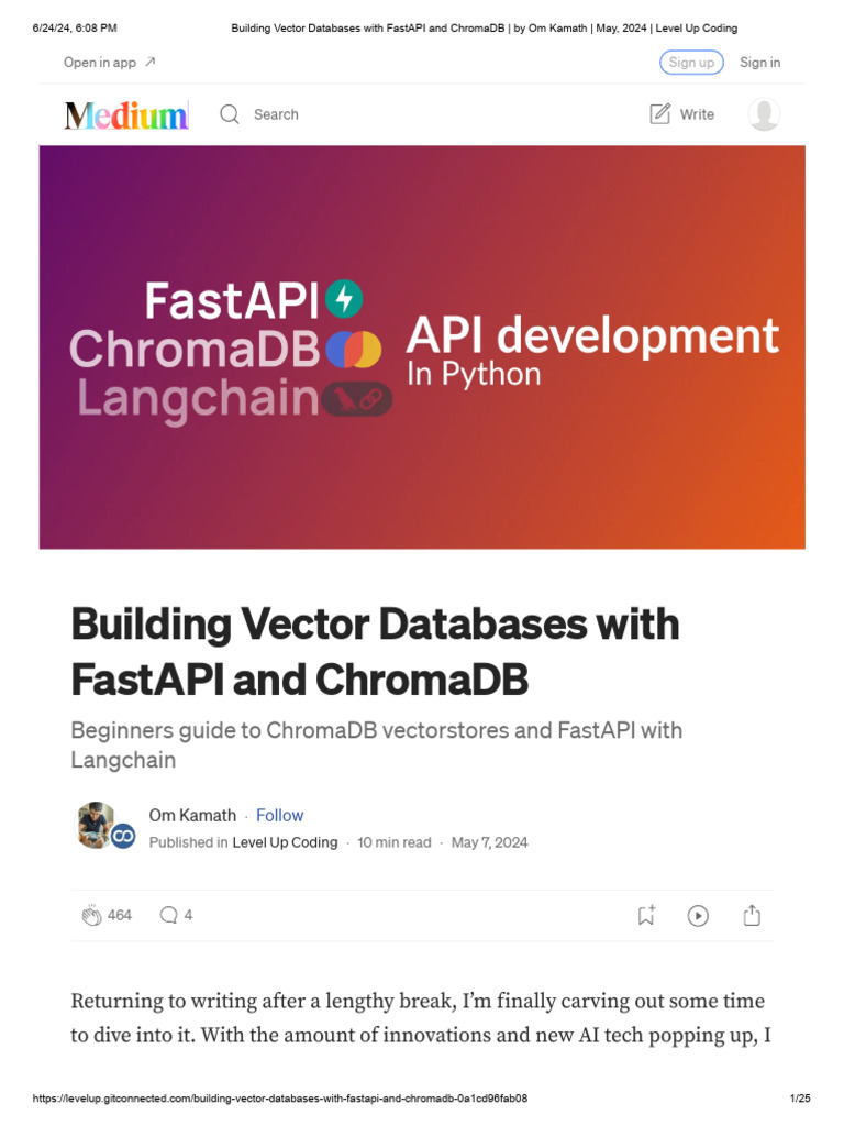 Building Vector Databases With FastAPI and ChromaDB - by Om Kamath ... Building Vector Databases With FastAPI and ChromaDB - by Om Kamath ...