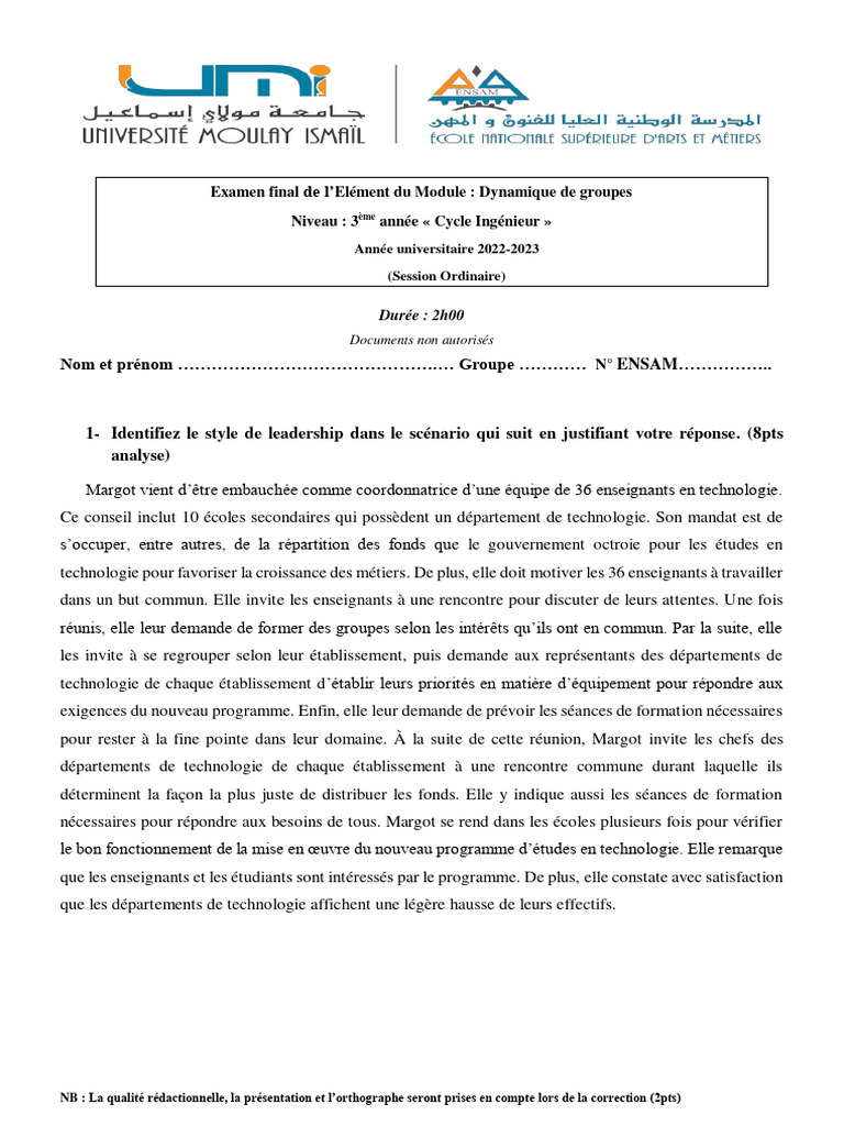 Examen Final 2022-2023 | PDF | Technologie et ingénierie